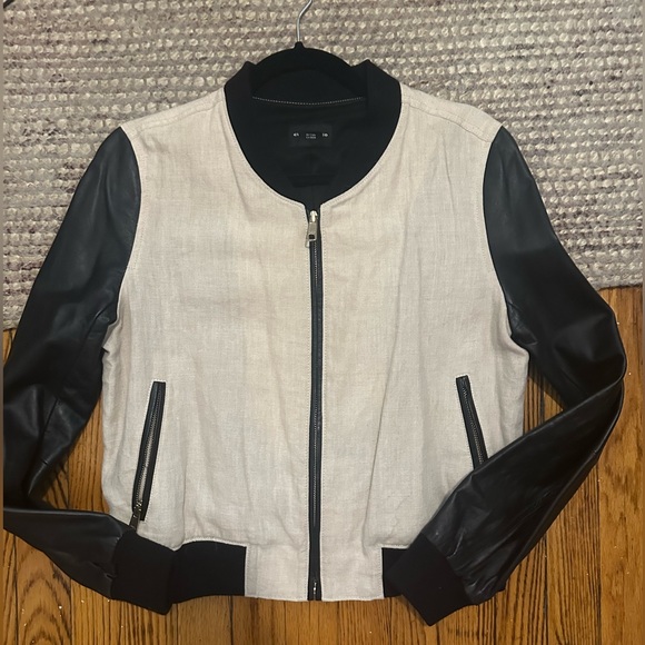 Club Monaco | Jackets & Coats | Club Monaco Linen Leather Bomber Jacket ...
